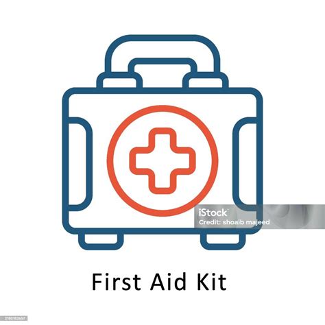 응급 처치 키트 벡터 개요 두 가지 색상 디자인 아이콘입니다 흰색 배경에 자원 봉사 기호 Eps 10 파일 3차원 형태에 대한 스톡 벡터 아트 및 기타 이미지 Istock