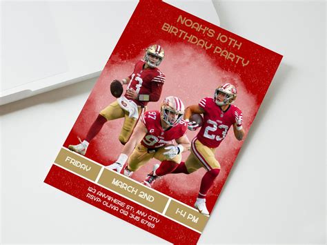 49ers Football Birthday Invitation San Francisco Team Canva Template
