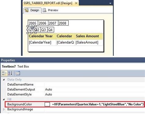 Creating A Tabbed Report In SSRS