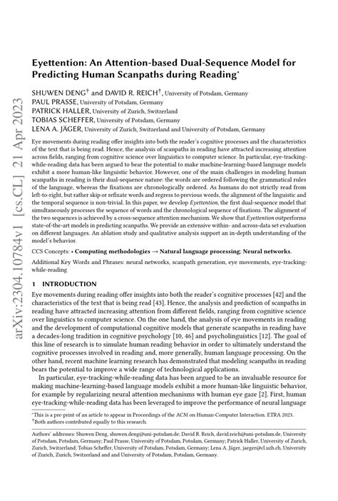 Pdf Eyettention An Attention Based Dual Sequence Model For Predicting Human Scanpaths During