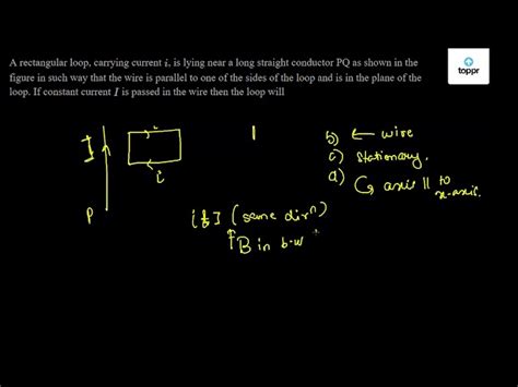 a rectangular loop carrying current i is lying near a long straight