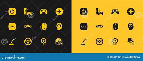 Set Game Controller Or Joystick Racing Simulator Computer Mouse Rating With Medal Power