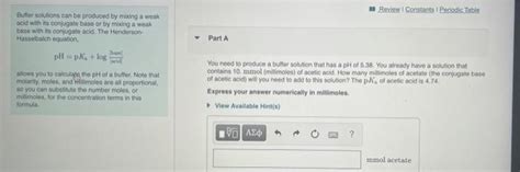 solved review constants periodic table buffer solutions can