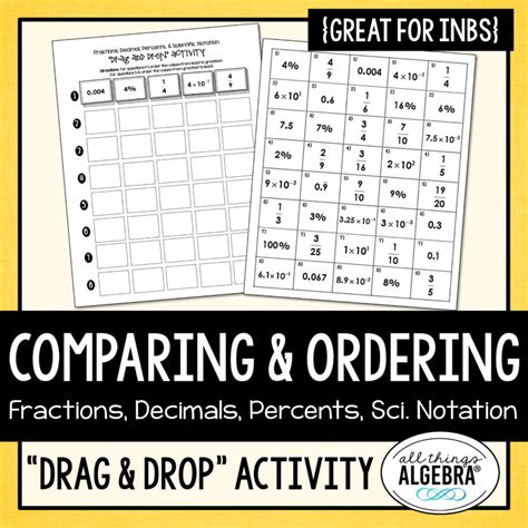 Fraction Decimal Percent Scientific Notation Drag Drop Activity