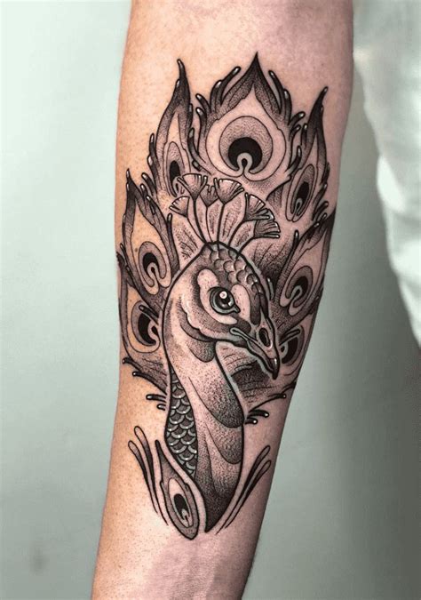 Peacock Black And White Tattoo