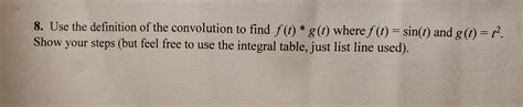 Solved Use The Definition Of The Convolution To Find