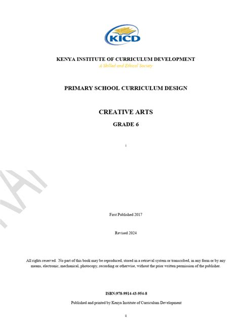 Grade 6 Creative Arts Curriculum Designs May 2024 Final Download Free