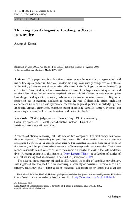 pdf medical problem solving an analysis of clinical reasoning