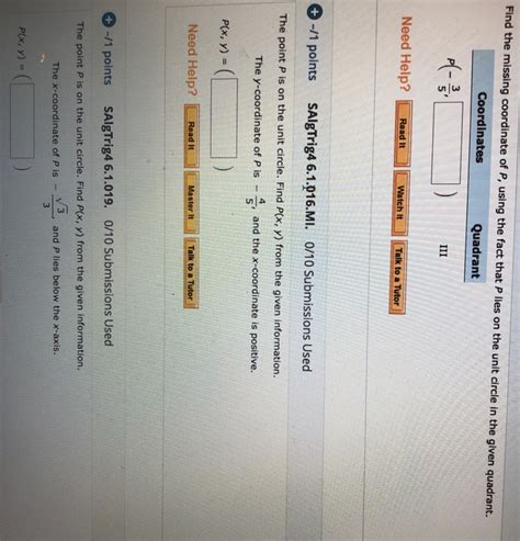 Solved Find The Missing Coordinates Of P Using The Fact That