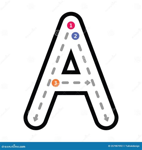 Tracing Alphabet Uppercase Capital Letter A Prewriting Dotted Line Element For Kindergarten