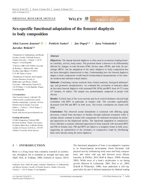 Pdf Sex Specific Functional Adaptation Of The Femoral Diaphysis To