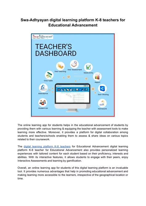 Ppt Swa Adhyayan Digital Learning Platform K 8 Teachers For