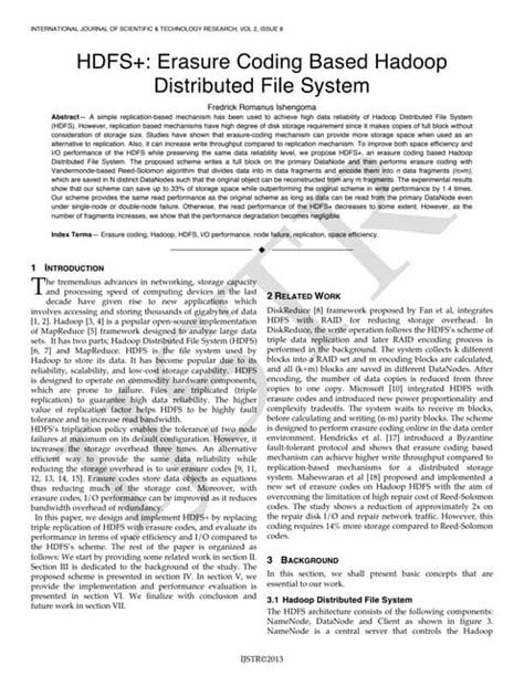 Fredrick Ishengoma Hdfs Erasure Coding Based Hadoop Distributed File System Pdf