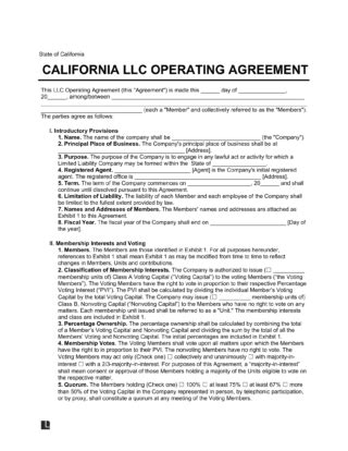 Free California Llc Operating Agreement Template Document Genius