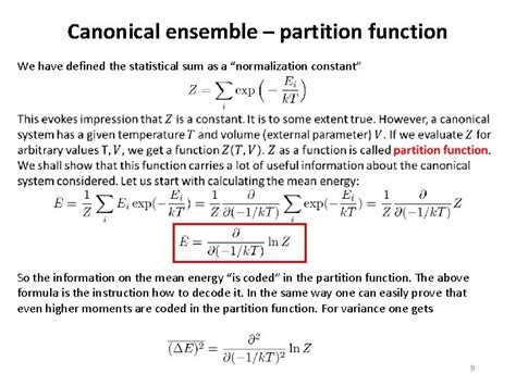 Canonical Ensemble Statistical Sum The Normalization Constant Can
