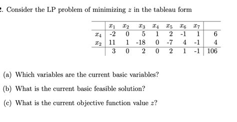 Solved Consider The Lp Problem Of Minimizing Z In The