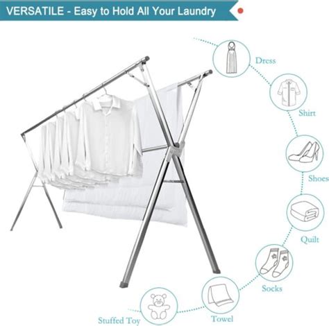 Jauree 63 Inches Clothes Drying Rack Stainless Steel Garment Rack