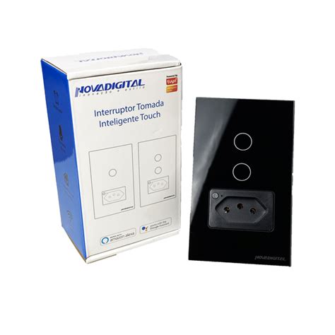 Interruptor Tomada Inteligente Wi Fi 2 Botões Preto Tuya Leroy Merlin