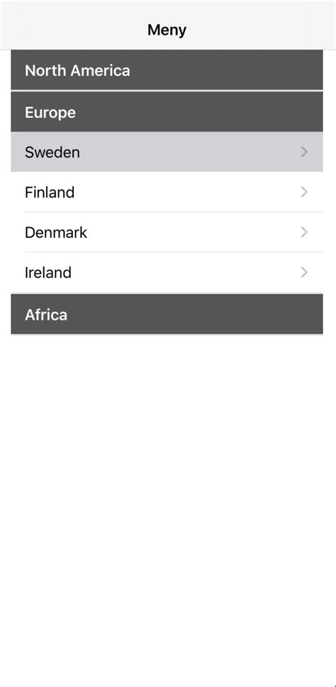 ios expandable table menu to new view controller in xcode stack
