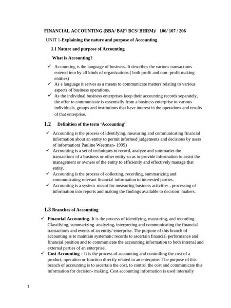 Financial Acconting Units 1 12 Pdf Debits And Credits Balance Sheet