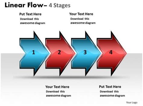 Linear Flow Arrow Stages PowerPoint Templates Download PPT Background Template