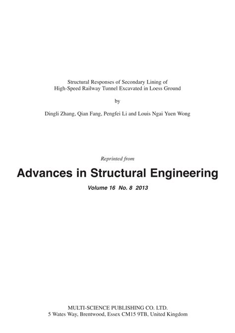 Pdf Structural Responses Of Secondary Lining Of High Speed Railway Tunnel Excavated In Loess
