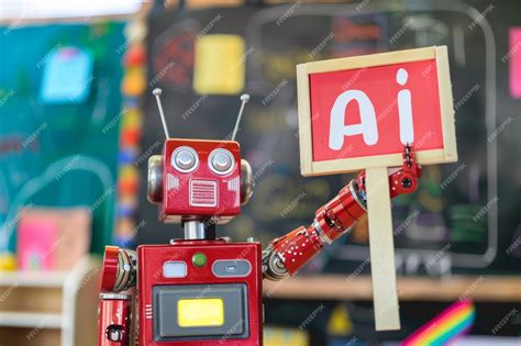 Premium Photo Smart Robot Holding Sign Aimachine Learning