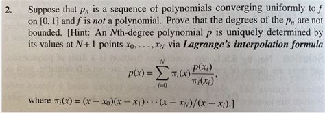solved 2 suppose that pn is a sequence of polynomials