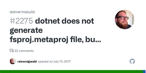Dotnet Does Not Generate Fsprojmetaproj File But Build Process Seems To Require It · Issue