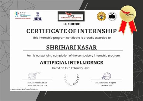 Artificialintelligence Internship Learning Gratitude Nits