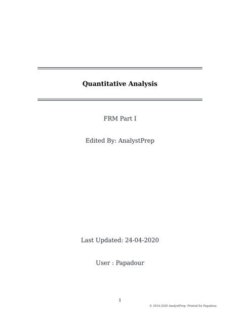 Frm 1 Ch 2 Quantitative Analysis Q Pdf Estimator Variance
