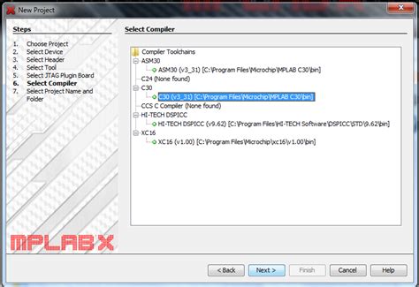 Compiler Selection Mplab X IDE