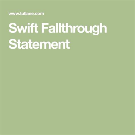 Swift Fallthrough Statement Swift Online Tutorials Tutorial