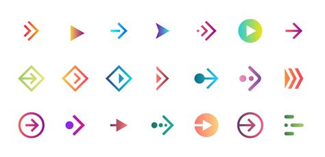 swipe arrow right gradient button icon set application and social