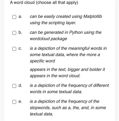 Answered A Word Cloud Choose All That Apply O… Bartleby