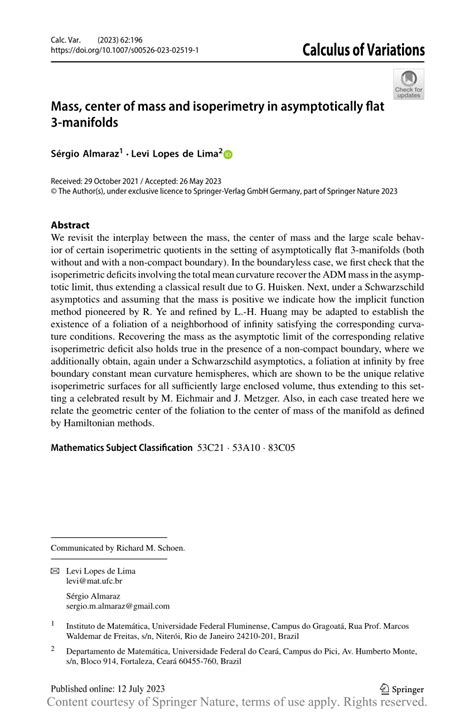 Mass Center Of Mass And Isoperimetry In Asymptotically Flat 3 Manifolds