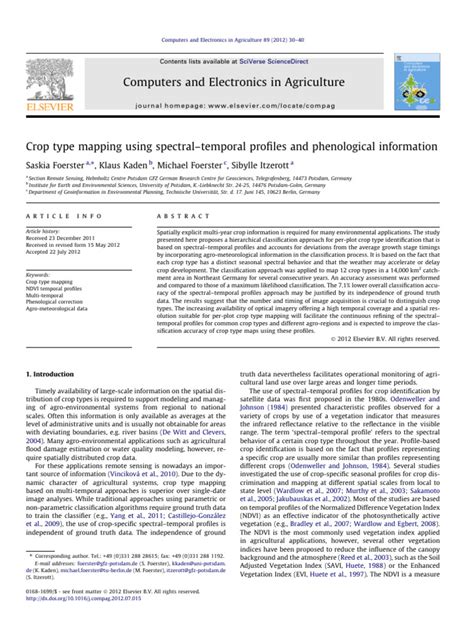 Crop Type Mapping Using Spectral Temporal Profiles And Phenological