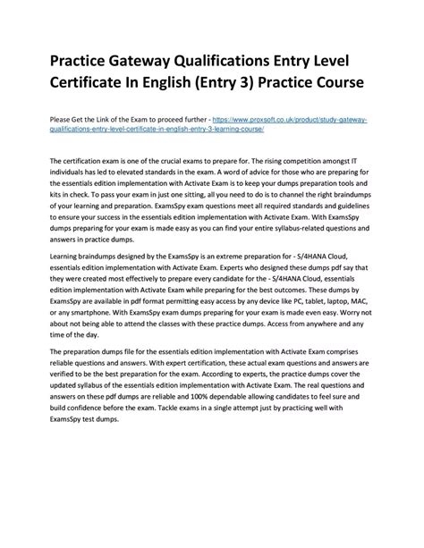 Pdf Practice Gateway Qualifications Entry Level Certificate In English