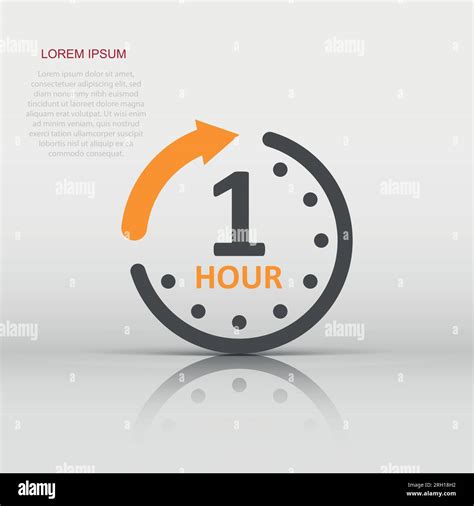 1 Hour Clock Icon In Flat Style Timer Countdown Vector Illustration On Isolated Background