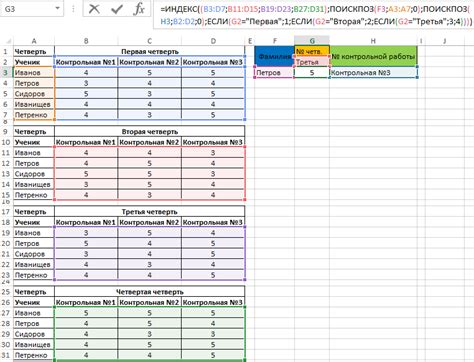 Примеры функции ИНДЕКС для создания массивов значений в Excel