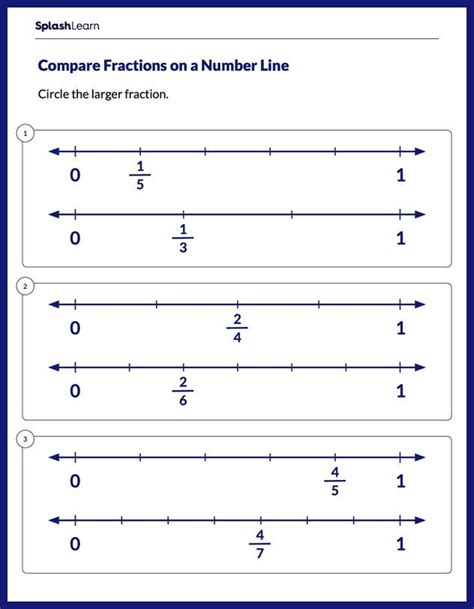 Using Number Line To Compare Fractions Math Worksheets Splashlearn Worksheets Library