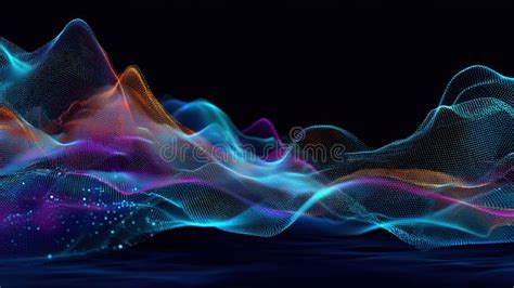 Abstract Digital Waveform Landscape GenerativeAI Stock Illustration Illustration Of Bright