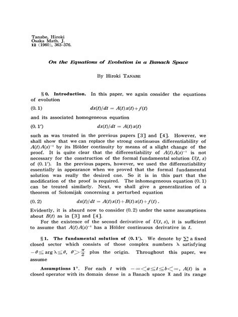On The Equations Of Evolution In A Banach Spaces Hiroki Tanabe 363