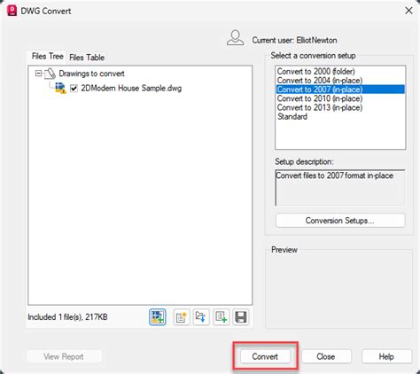 Using Dwg Trueview To Convert A Dwg File Into An Autocad 2007 File