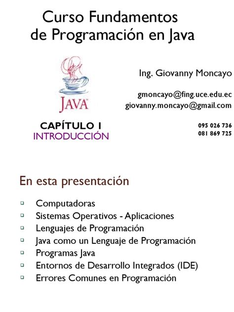 Fundamentos Programación Java Capitulo1 Pdf Entorno De Desarrollo Integrado Java