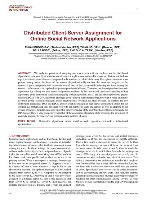 Pdf Distributed Client Server Assignment For Online Social Network Applications