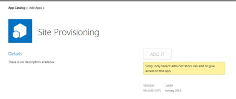 sharepoint addin app in app catalog will only let tenant