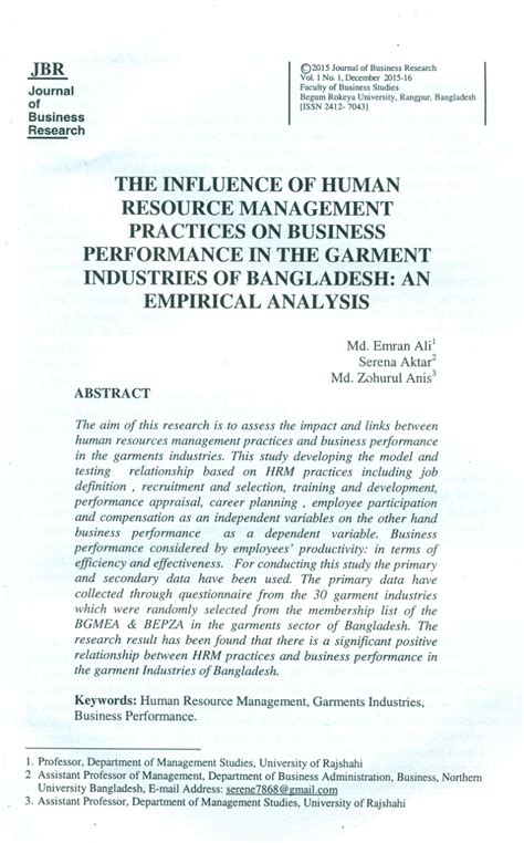 Pdf The Impact Of Human Resource Management Practices On Employees