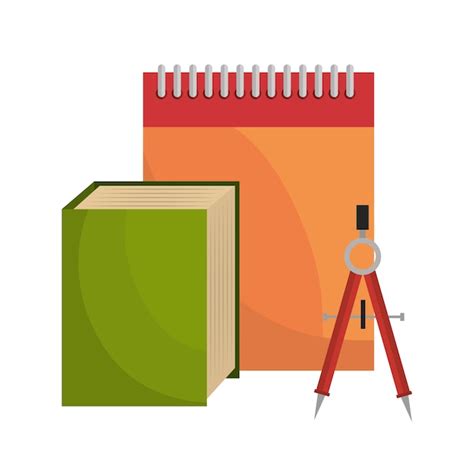 Premium Vector Big Book Notebook And Compass Tool School