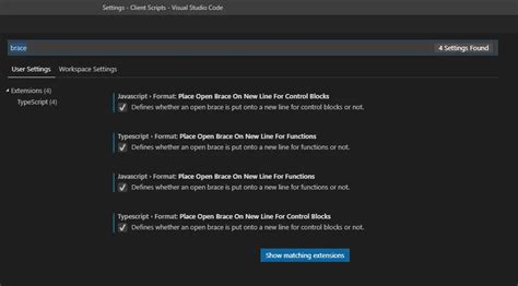 如何在VSCode中设置大括号换行显示 javascript formatting code formatting visual studio code Dev